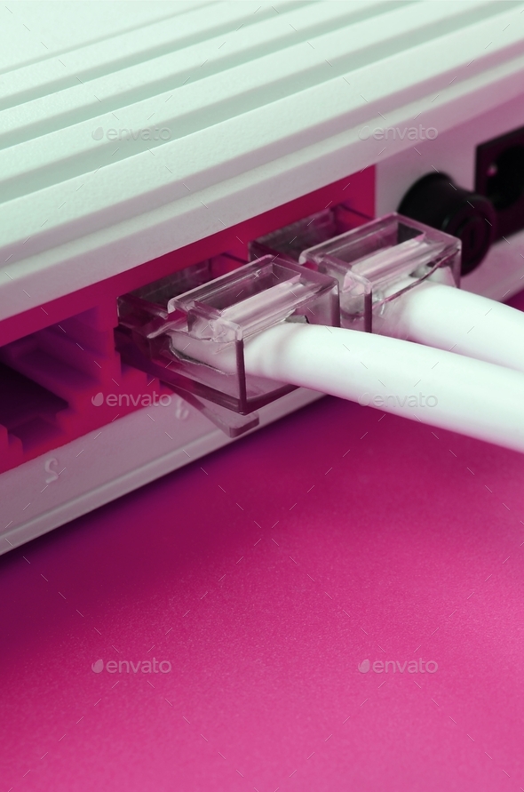 The Internet cable plugs are connected to the Internet router, which ...