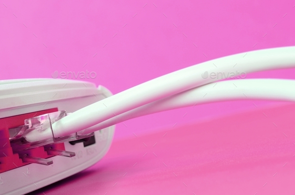 The Internet cable plugs are connected to the Internet router, which ...