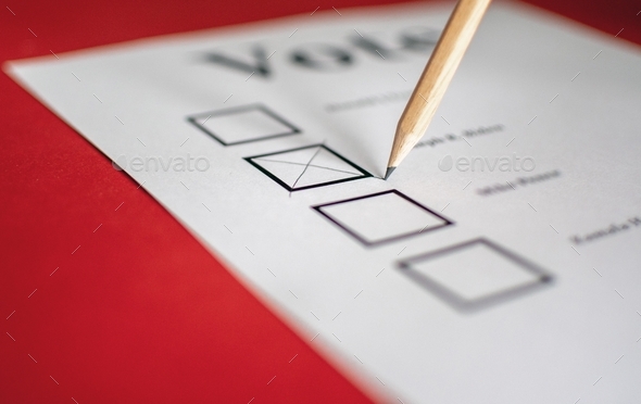 Close-up photo of pencil checking box on Voting ballot Stock Photo by 9 ...