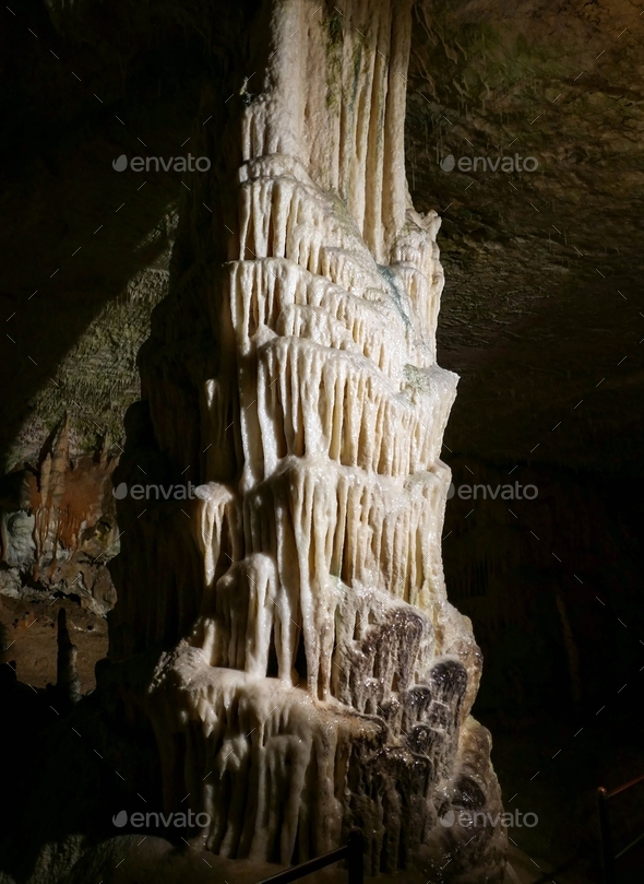 Limestone Formations inside cave with stalactites and stalagmites in ...