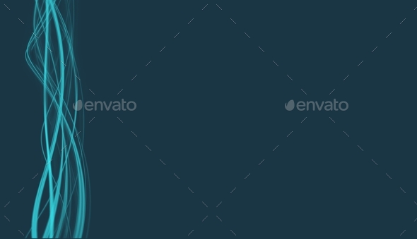 Illustration of turquoise lines and curves with copy space on blue ...