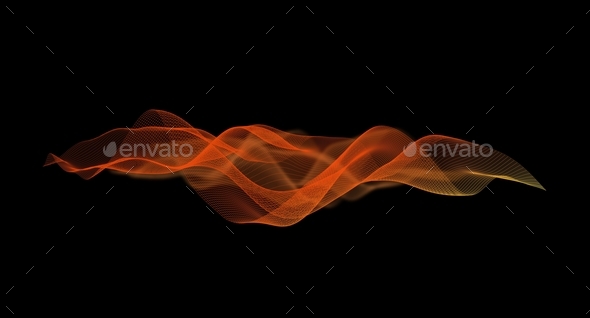 Illustration of pink soundwaves on black background. Abstract orange ...