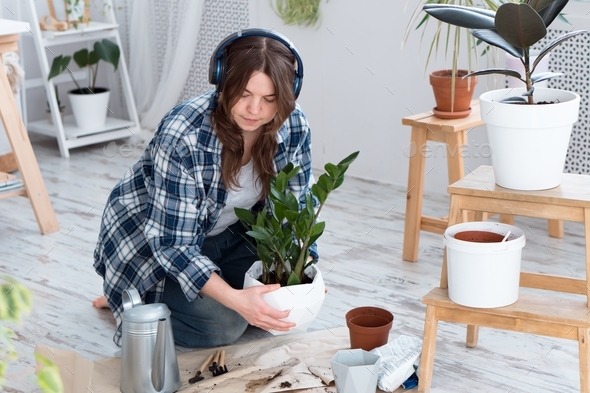 house planting and music listening Stock Photo by natanavo | PhotoDune