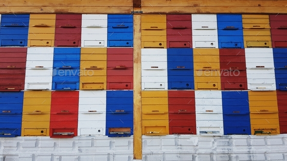 Colorful beehive front panels. Stock Photo by anelehbakota | PhotoDune