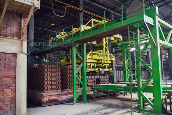 construction materials warehouse, bricks production factory Stock Photo ...