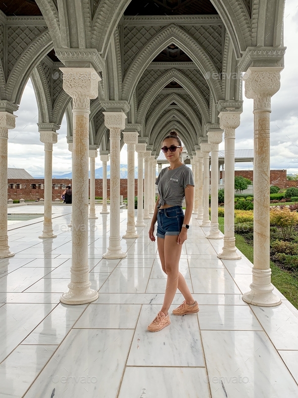 young girl student travels in Georgia. Gen Z Stock Photo by aliliya