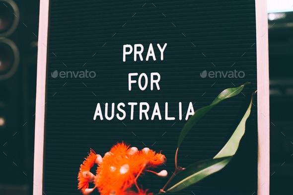 Pray for Australia, Australian bushfires Stock Photo by ElinaVeresk