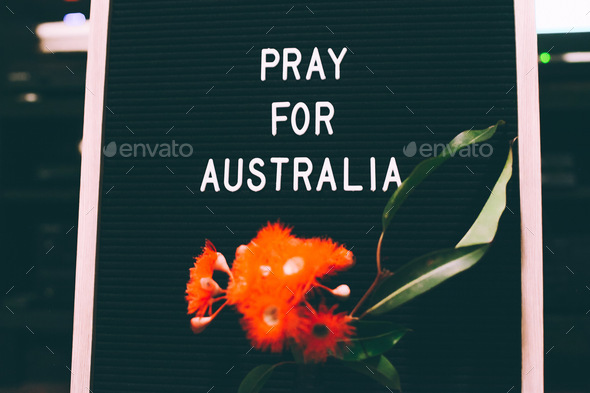 Pray for Australia, Australian bushfires Stock Photo by ElinaVeresk