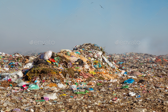 Burning trash piles in landfill Stock Photo by collab_media | PhotoDune
