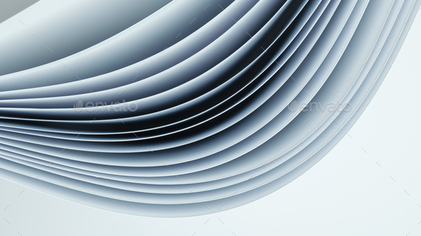 Abstract background, sheets of paper forming a pattern of curved lines ...