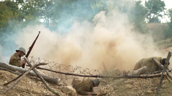 Soldiers falling on the battlefield during the WW2, Ultra Slow Motion ...