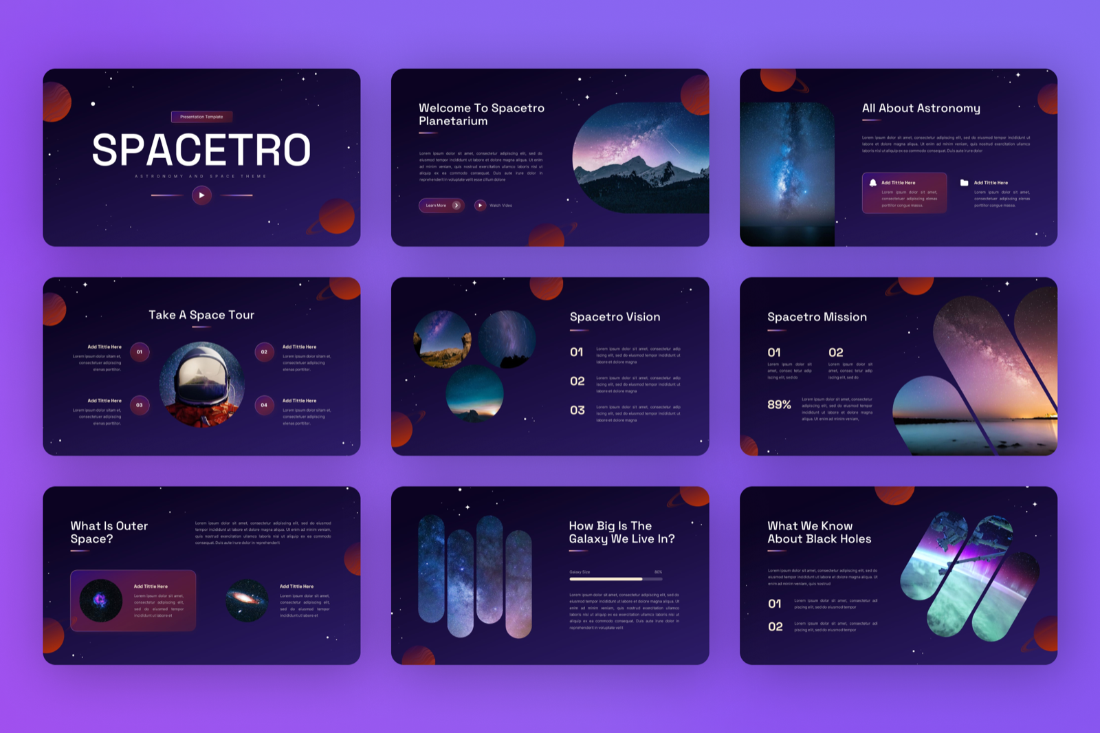 Spacetro - Astronomy & Space Google Slide Template, Presentation Templates