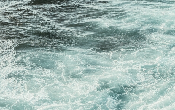 Full frame view on the chaotic choppy waves in the ocean Stock Photo by ...