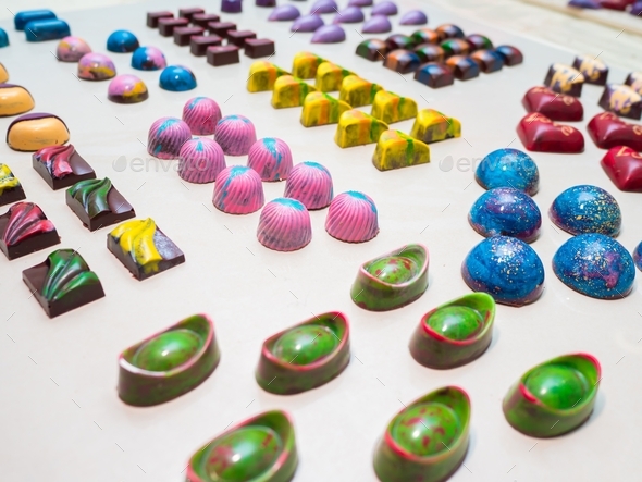 Assortment of luxury handmade chocolate candy collection isolated on ...