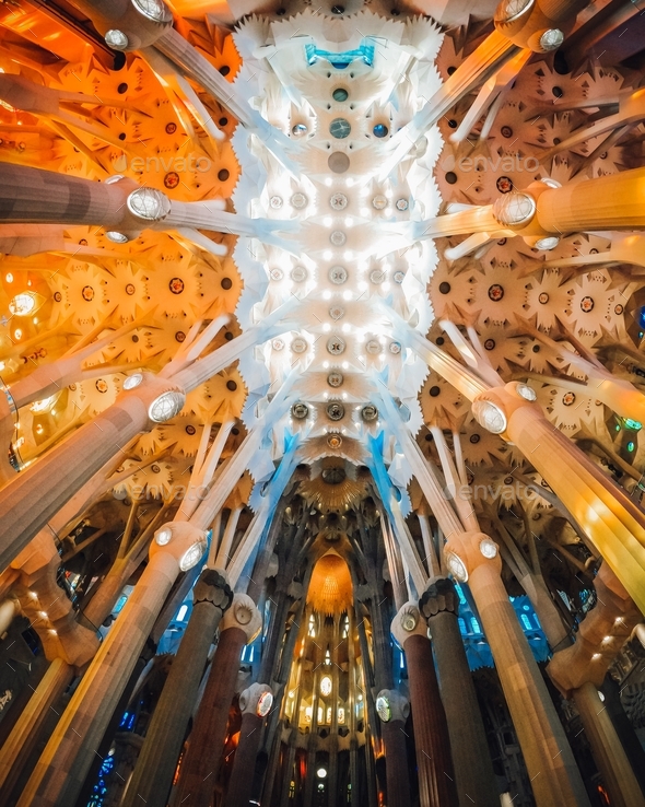 Gaudi Masterpiece Sagrada Familia Basilica.UNESCO World Heritage.View ...