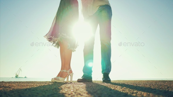 Young couple dancing Latin Bachata on sunset background Stock Photo by ...