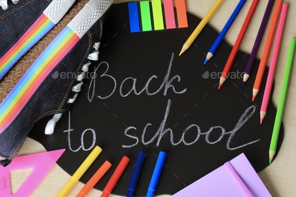 Back to school concept. Colorful, bright, school background. Stock ...
