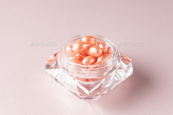 Single-dose serum capsules with active ingredients in a crystal shape ...