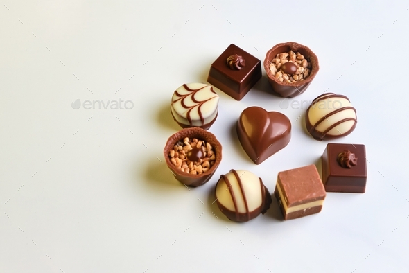 Delicious sweets with different taste lying in shape of circle Stock ...