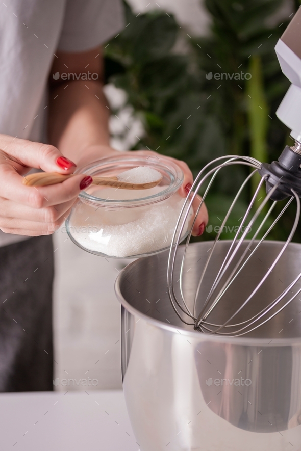 Add sugar into a mixer bowl Stock Photo by Tati_honey | PhotoDune