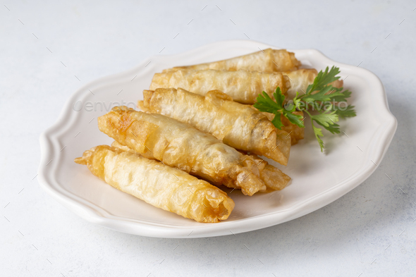 Sigara Boregi - Turkish Cigar Shaped Rolls Stock Photo by esindeniz