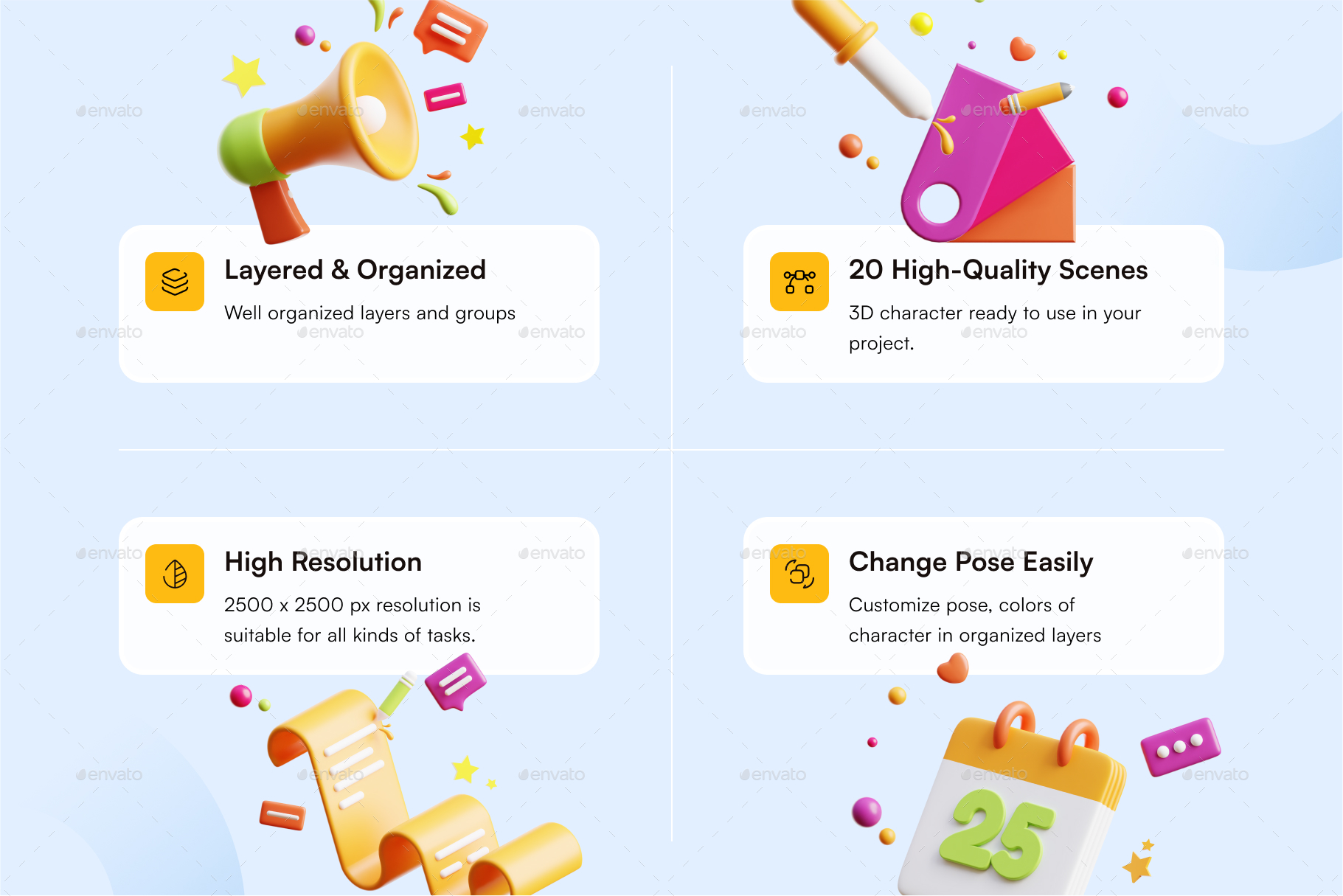 Creativepreneur 3D Icon Pack, Icons | GraphicRiver