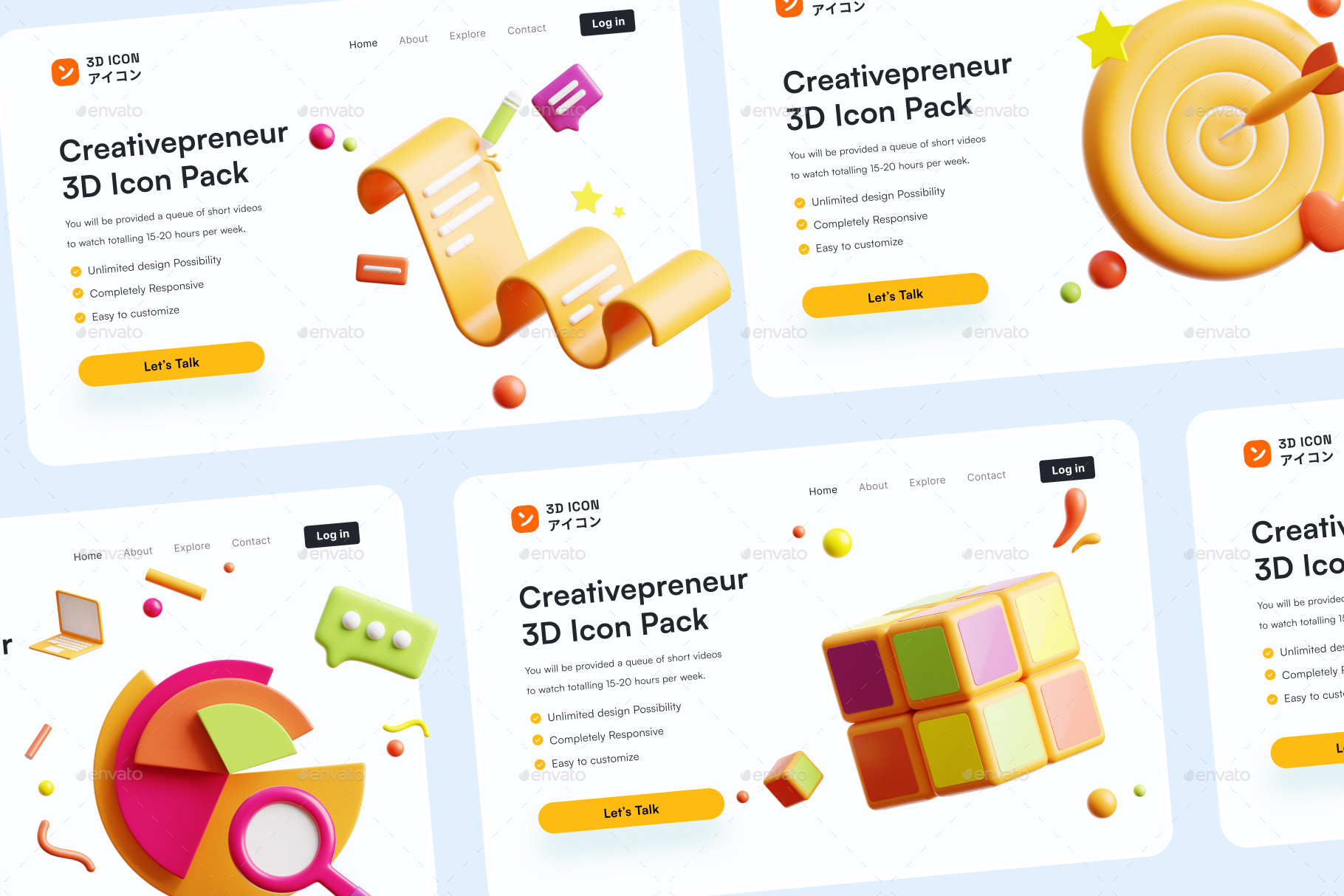 Creativepreneur 3D Icon Pack, Icons | GraphicRiver