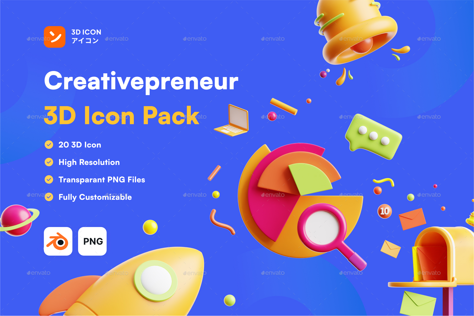 Creativepreneur 3D Icon Pack, Icons | GraphicRiver