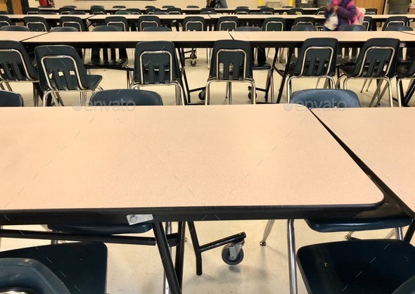 Empty elementary school cafeteria Stock Photo by reinasmyth | PhotoDune