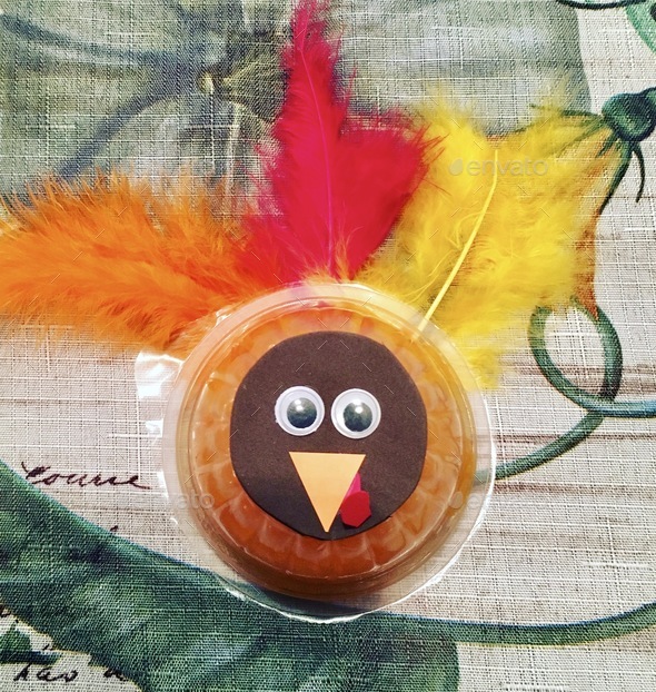 Thanksgiving day craft for kids turkey face on fruit cup Stock Photo by ...