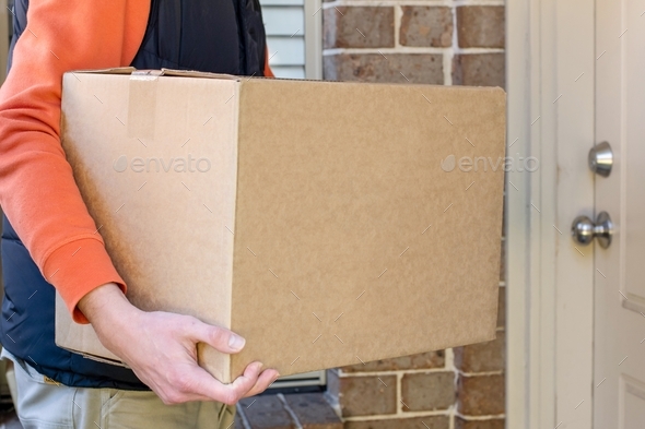 Parcel box delivery. Shipping. Online shopping. Copy space. Mockup ...