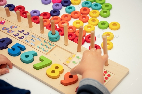 Baby early development. Wooden stack and count learning game. Learn ...