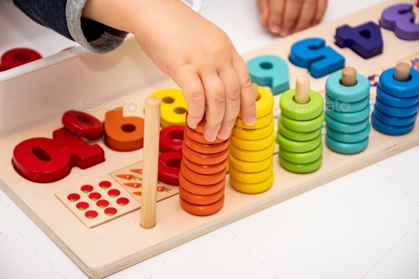Baby early development. Wooden stack and count learning game. Learn ...