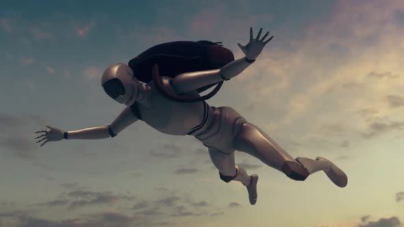 Robot Skydiving Or Falling In Sky Hd, Motion Graphics | VideoHive