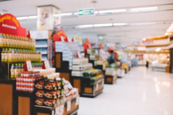 Blur background of supermarket in confectionery section Stock Photo by ...