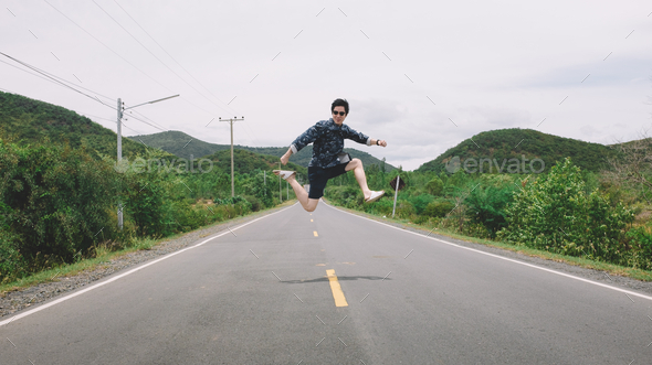 Man jumping in funny pose Stock Photo by wikornr | PhotoDune