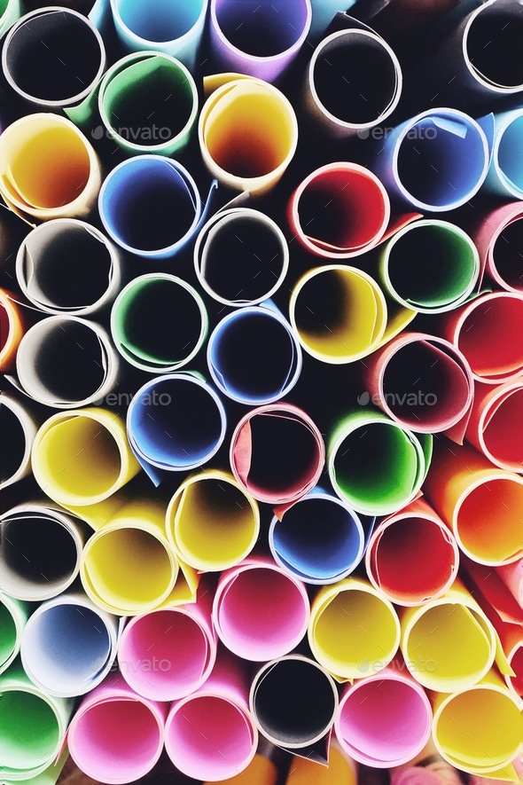 Colorful paper roll top view Stock Photo by wikornr | PhotoDune