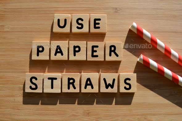 Use Paper Straws, words in 3D wooden alphabet letters with 2 straws ...