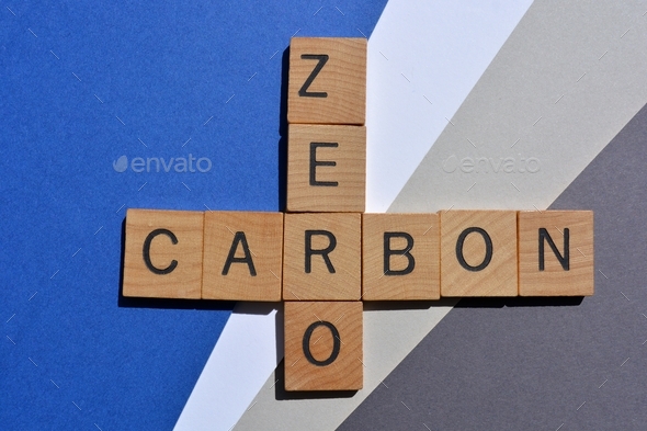 Zero, Carbon, words in wooden alphabet letters in crossword form ...