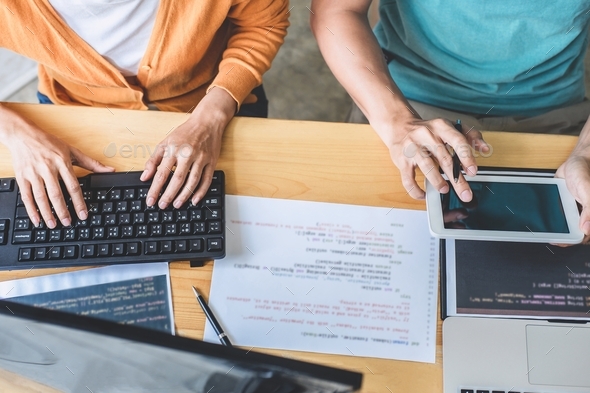 Writing codes and typing data code technology Stock Photo by Freedomtumz