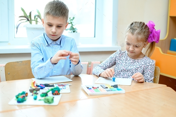 brother and sister sculpt from plasticine. crafts for children ...