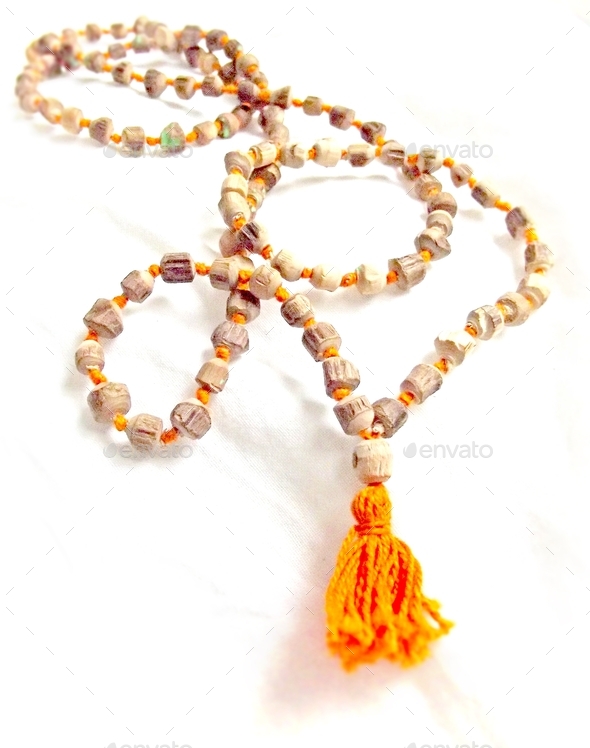 Wooden beads aka The Tulsi Mala - The Holy Basil Garland Stock Photo by ...