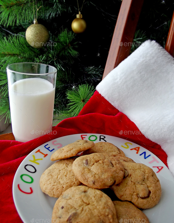 Christmas Eve - cookies and milk left out for Santa Claus Stock Photo ...