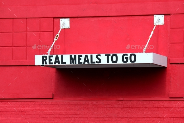 Sign: Real Meals To Go - takeaway, takeout, drive thru food service ...
