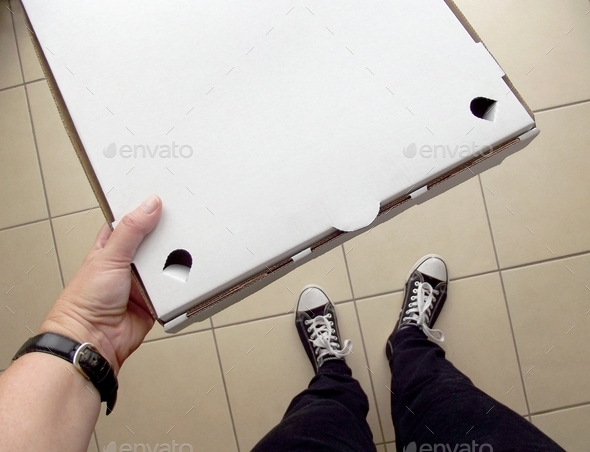 Pizza box - takeaway meal being delivered to the house for dinner Stock ...