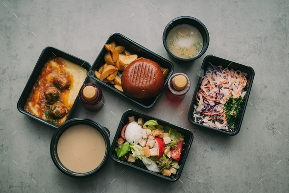 Food delivery lunch .Food Truck Takeout Stock Photo by Yuliya_Kokosha
