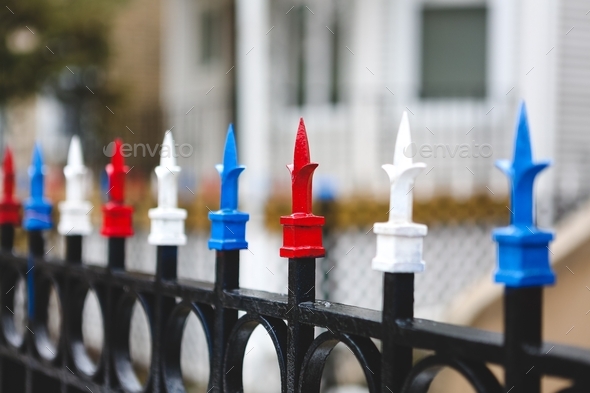 Red, White and Blue Fence Posts Stock Photo by jennimareephoto | PhotoDune