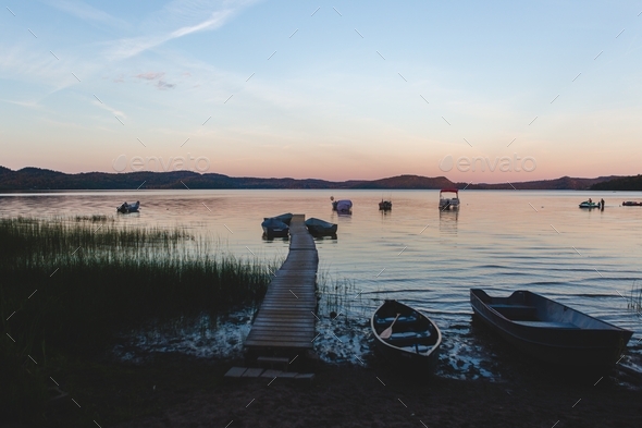 Lake Scene at Sunset Stock Photo by jennimareephoto | PhotoDune