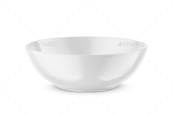 Empty white bowl isolated on white. Top view. 3D rendering. Stock Photo ...
