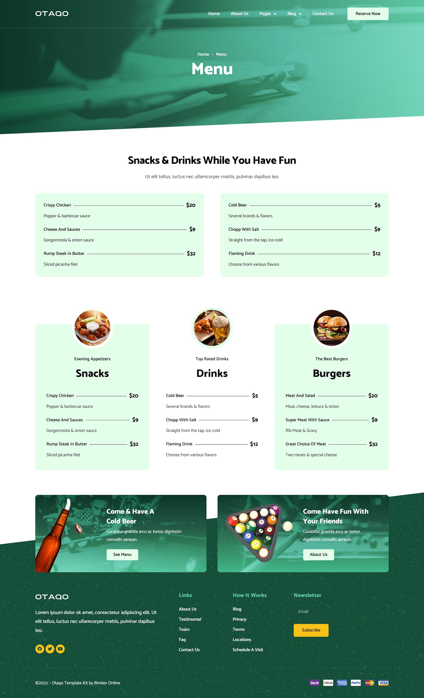 Otaqo - Snooker & Pool Bar Elementor Template Kit by BimberOnline ...